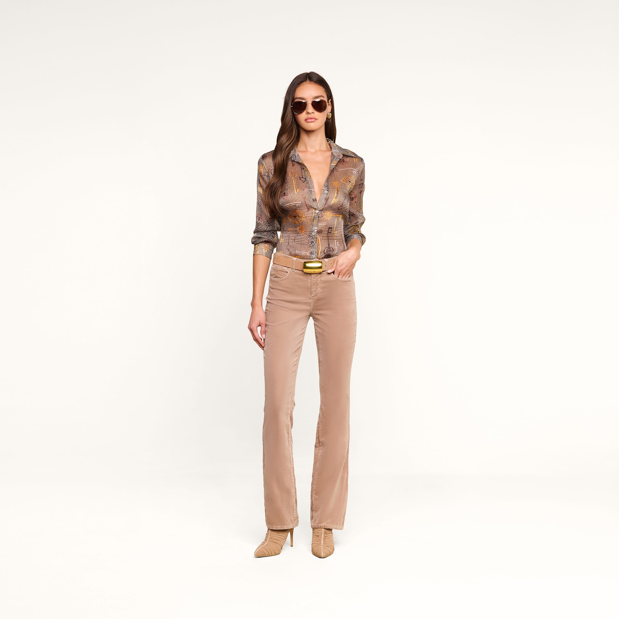 L'AGENCE L'AGENCE Nina Silk Blouse Top in Houndstooth and Key Print